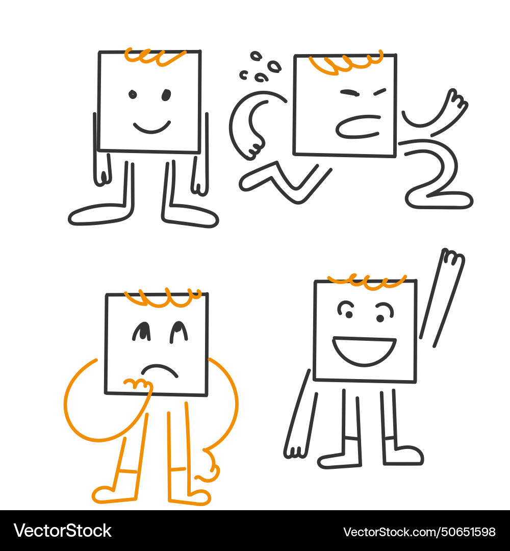 Hand drawn doodle square shape character gesture Vector Image