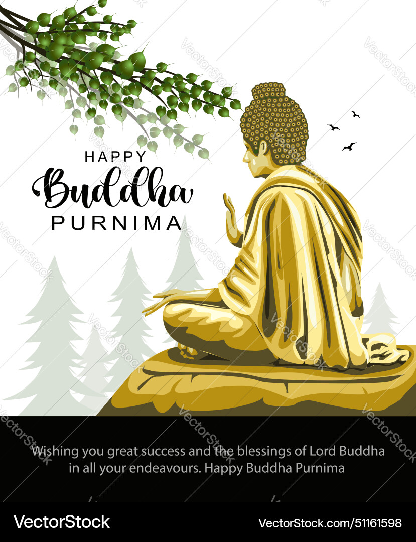 Happy vesak day buddha purnima wishes greetings Vector Image
