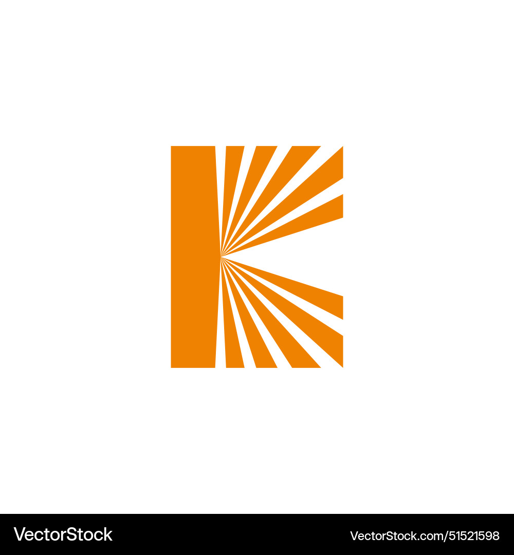 Letter k abstract spread shine rays simple logo Vector Image