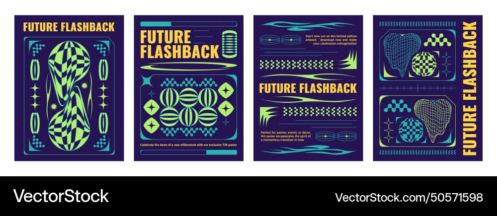 Modern y2k style poster design Royalty Free Vector Image