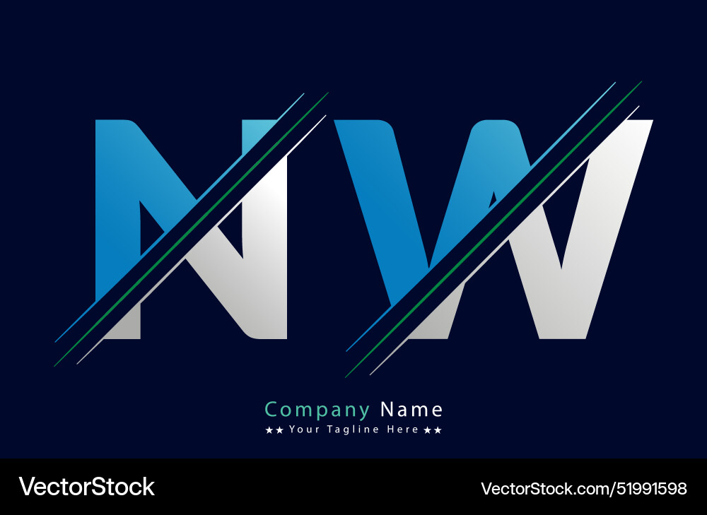 Nw letter logo template design Royalty Free Vector Image