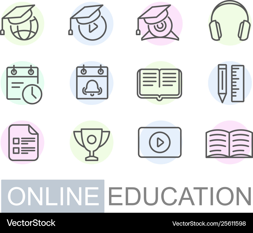 Online Learning Icon Set Royalty Free Vector Image