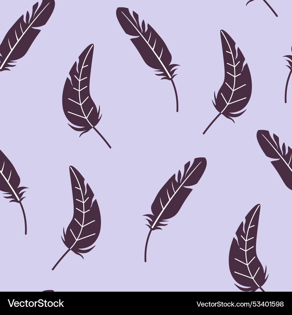 Purple feather seamless pattern Royalty Free Vector Image