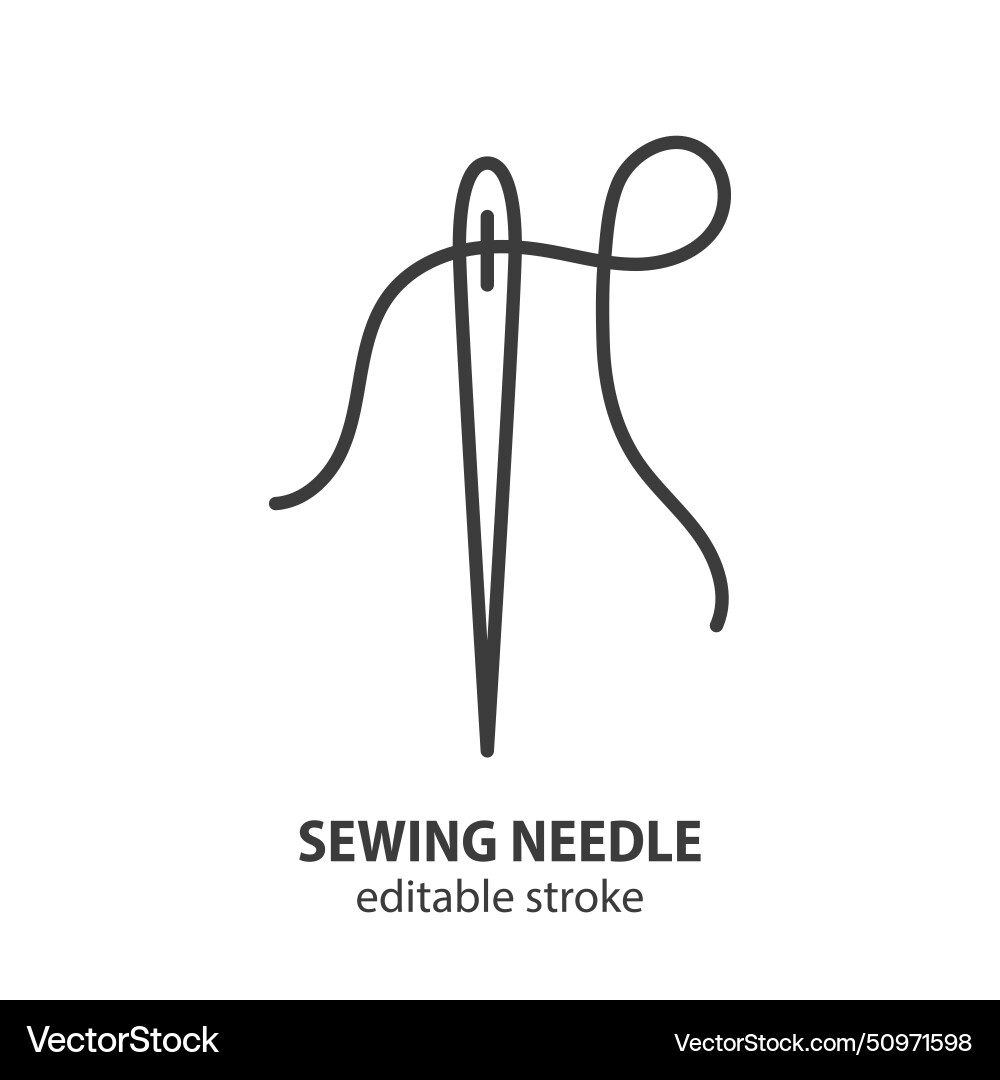Sewing needle line icon tailor equipment outline Vector Image