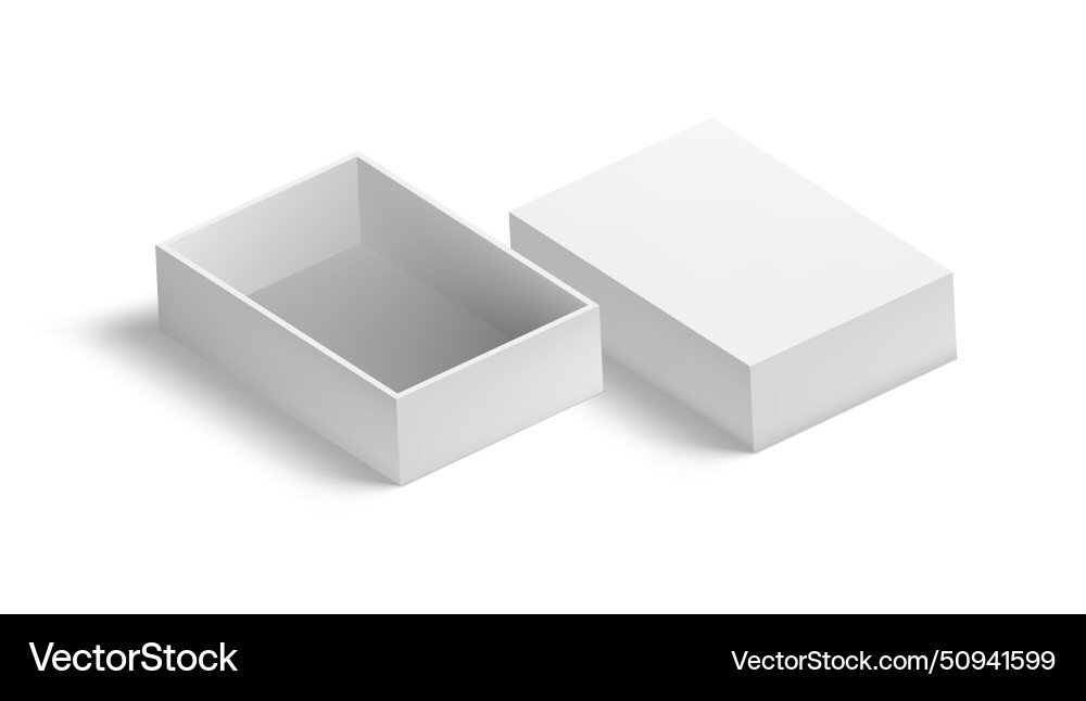 3d open and close clear empty white package box Vector Image