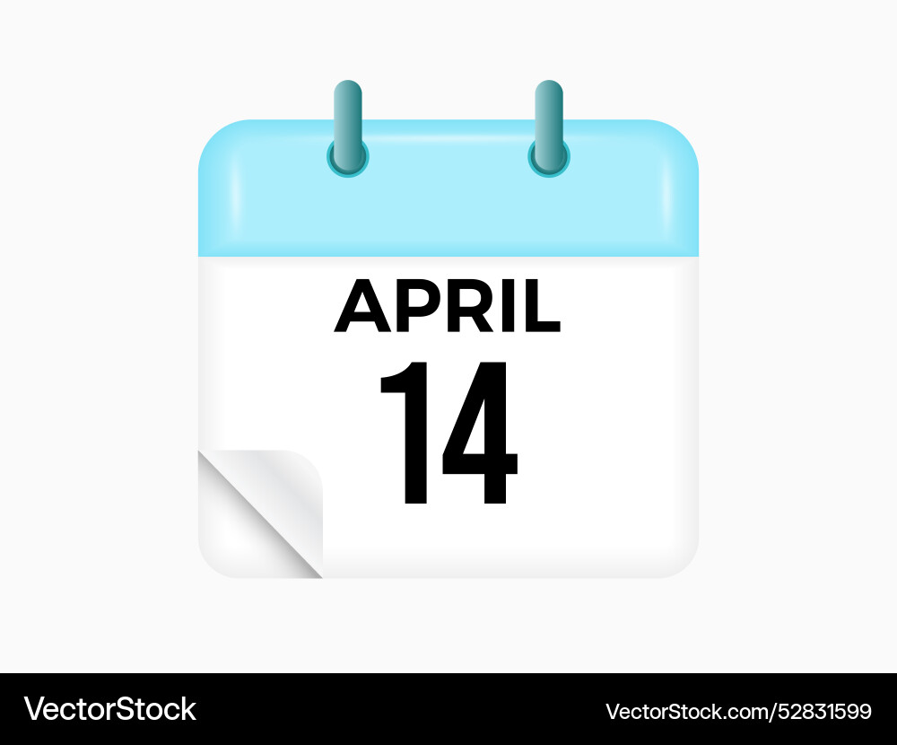 April 14 - calendar and time planner daily Vector Image