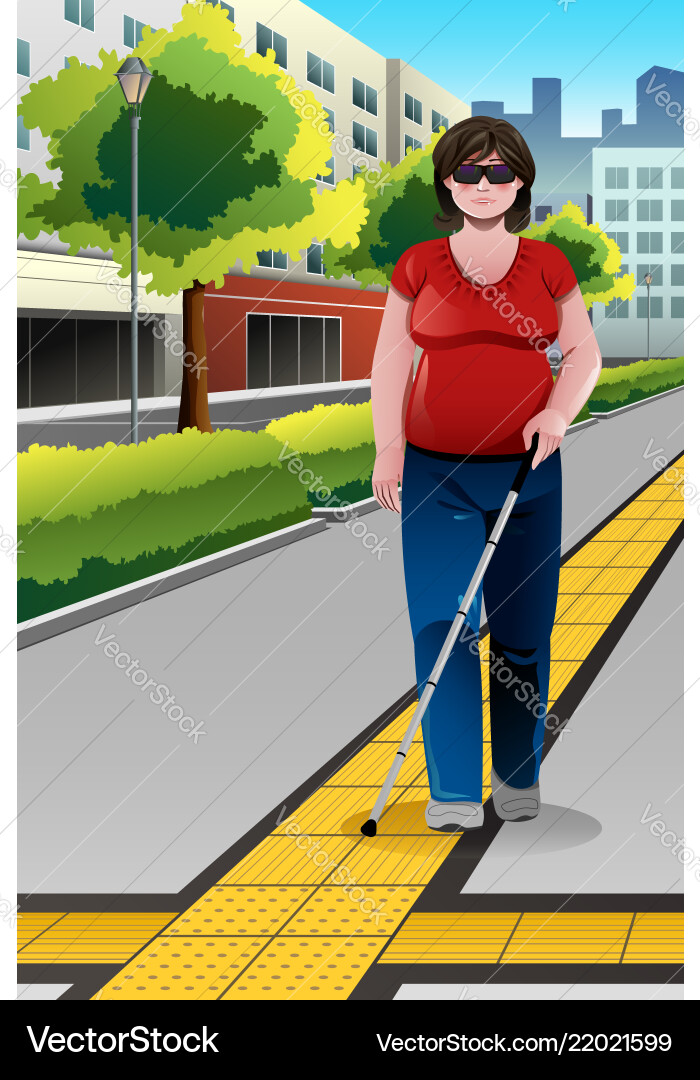 Blind people walking on sidewalk Royalty Free Vector Image