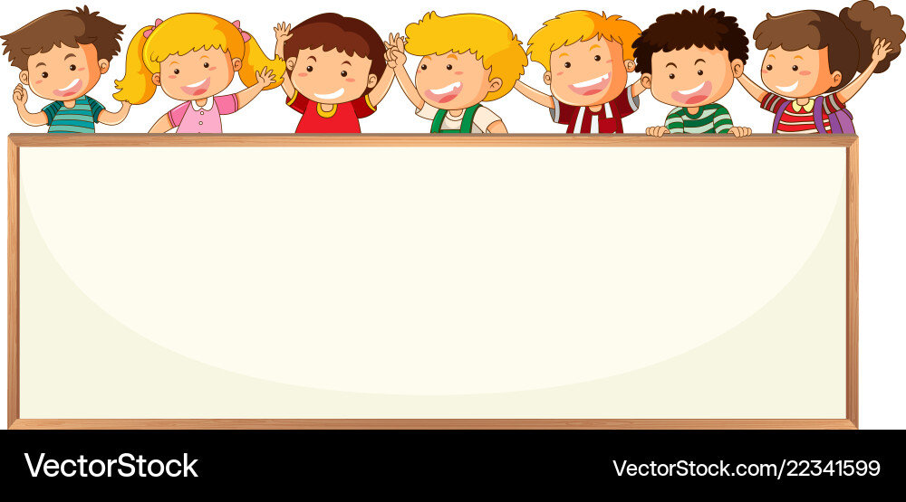 Children on blank frame template Royalty Free Vector Image