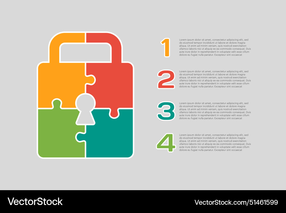 Diagram infographic timeline lock puzzle jigsaw Vector Image