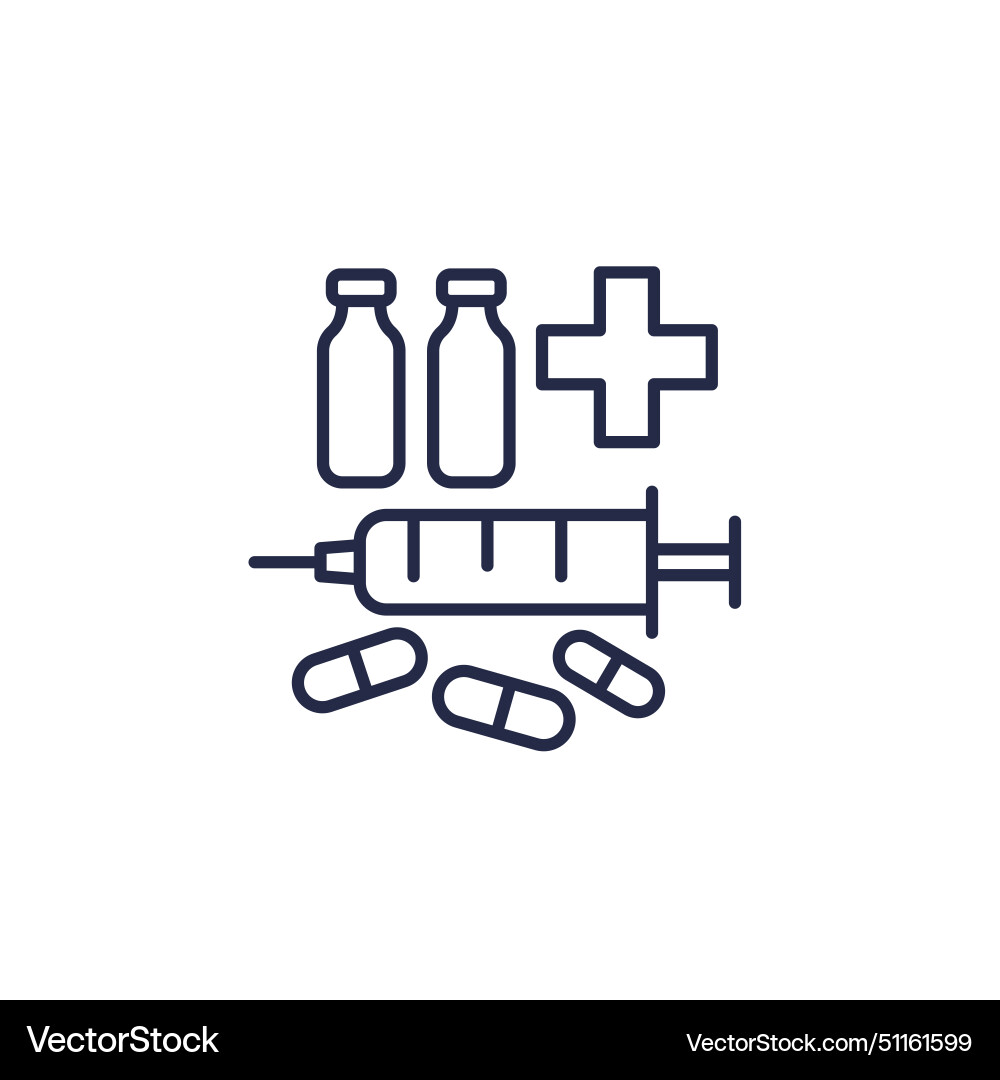 Drugs and medication line icon on white Royalty Free Vector
