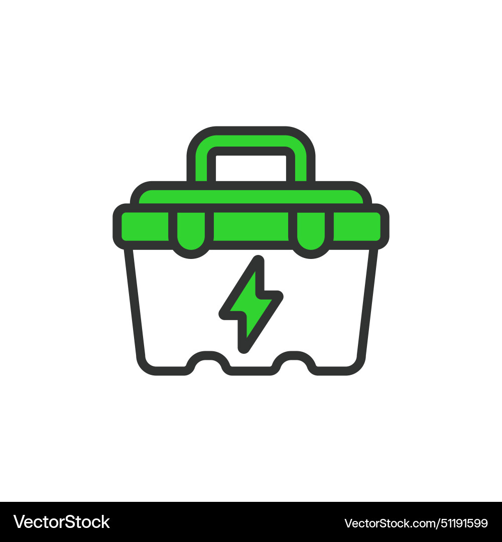 Electrician toolbox in line design green Vector Image