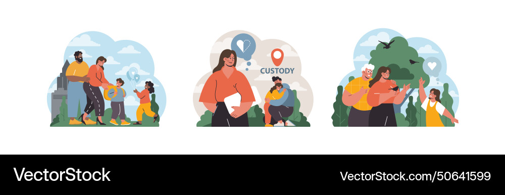 Family dynamics set a series highlighting Vector Image