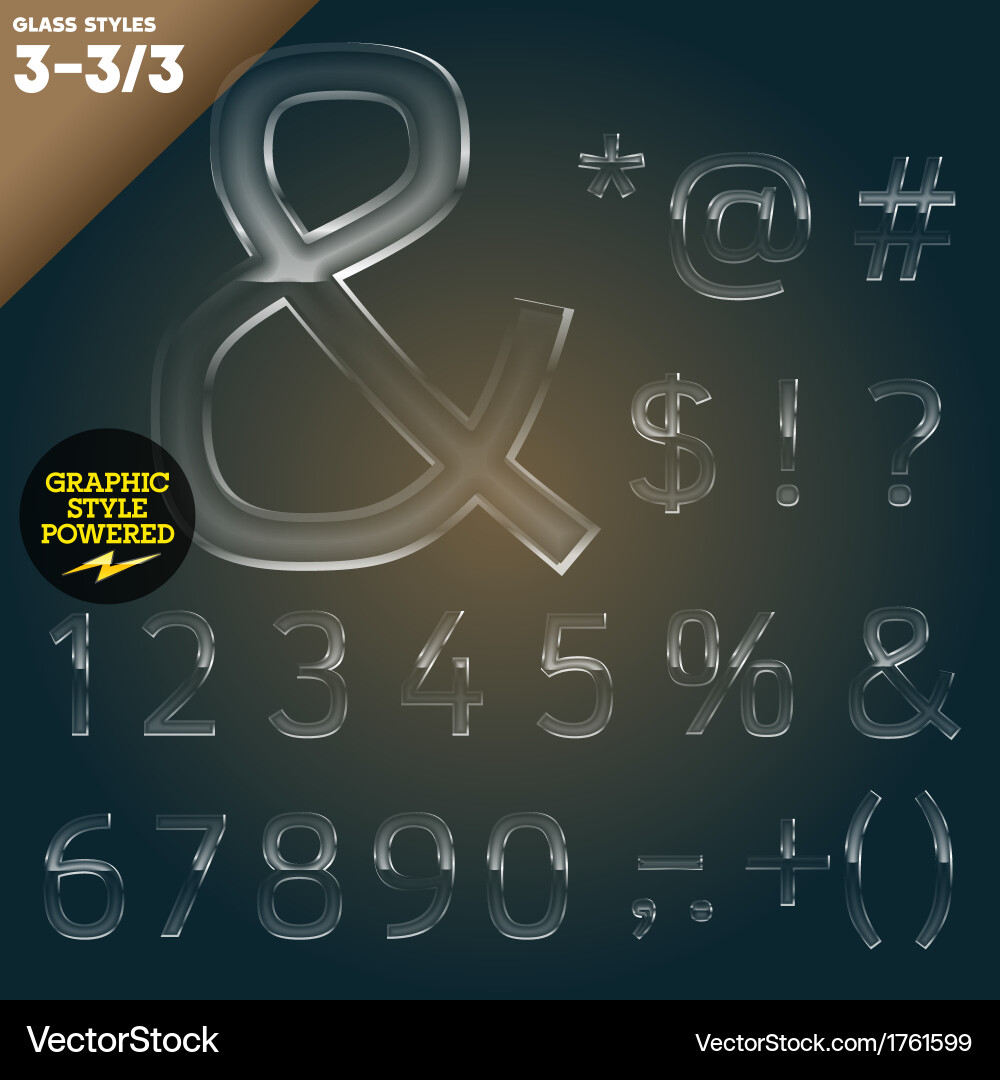 Glass font powered graphic styles Royalty Free Vector Image