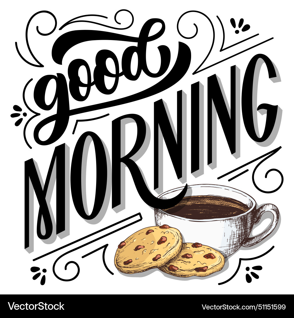Good morning hand drawn lettering on white Vector Image