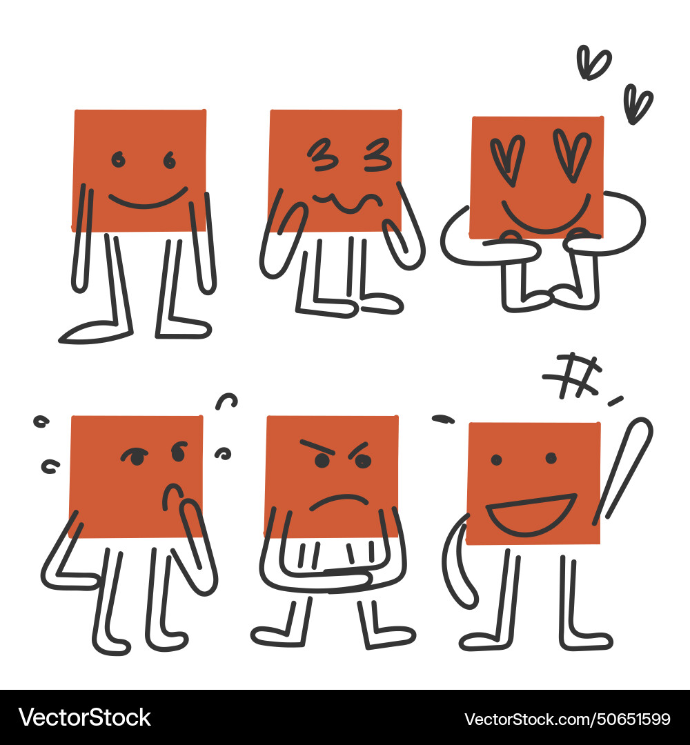 Hand drawn doodle square shape character gesture Vector Image