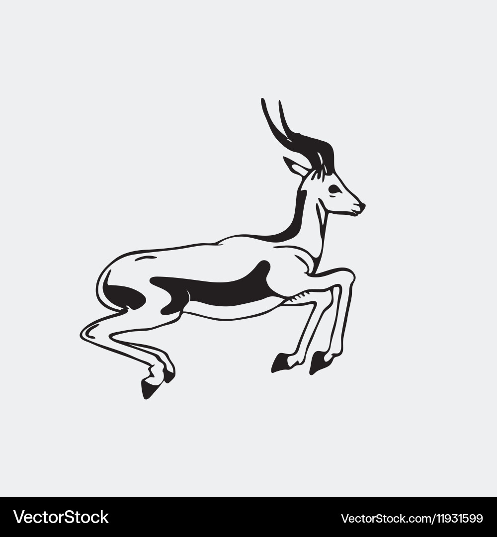 Hand-drawn pencil graphics antelope roe engraving Vector Image