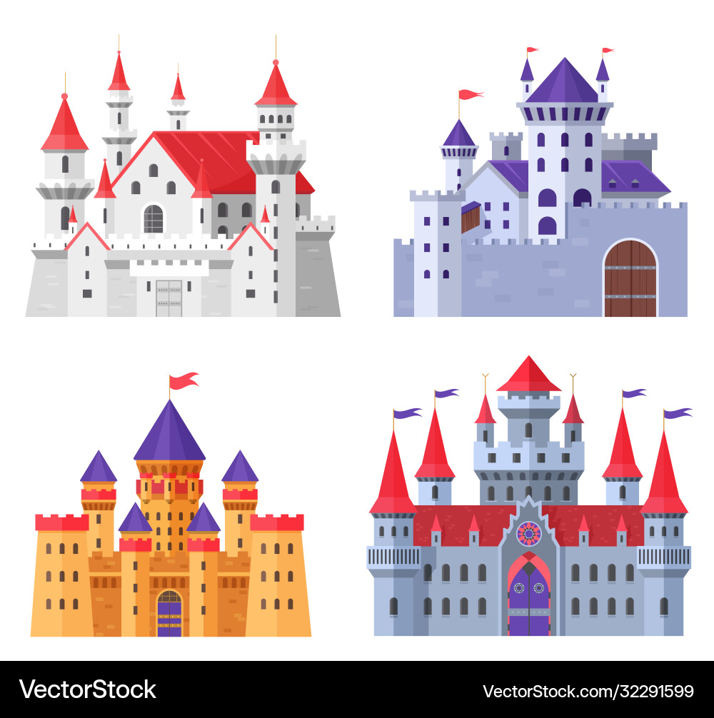 Medieval fort castle set Royalty Free Vector Image