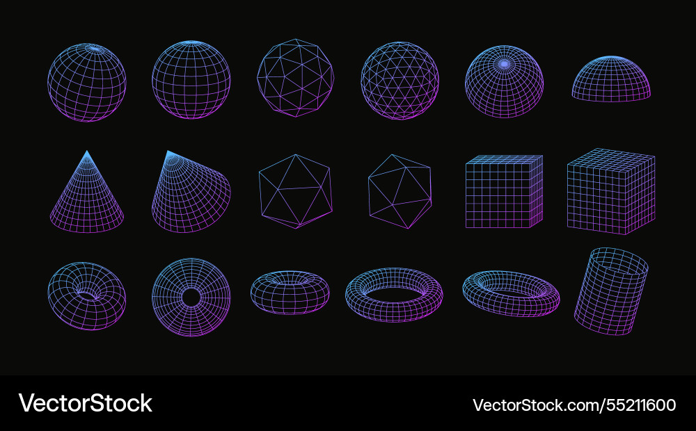 3d Drahtrahmen geometrische Formen perspektivisches Gitter