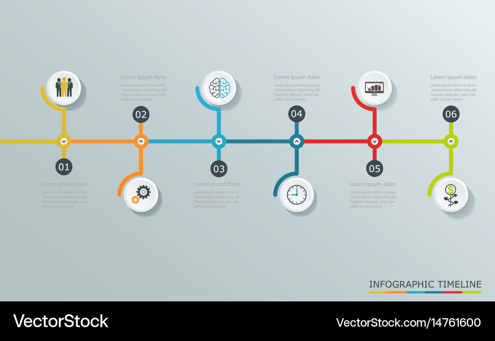 Business Timeline Graph with Icons Royalty Free Vector Image