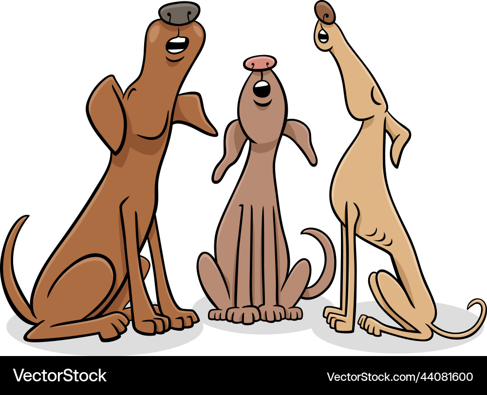 Cartoon barking or howling dogs characters Vector Image