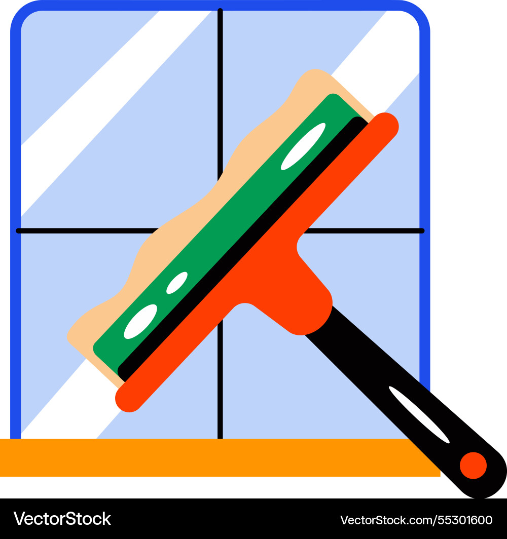 Cleaning window with wiper flat style icon Vector Image