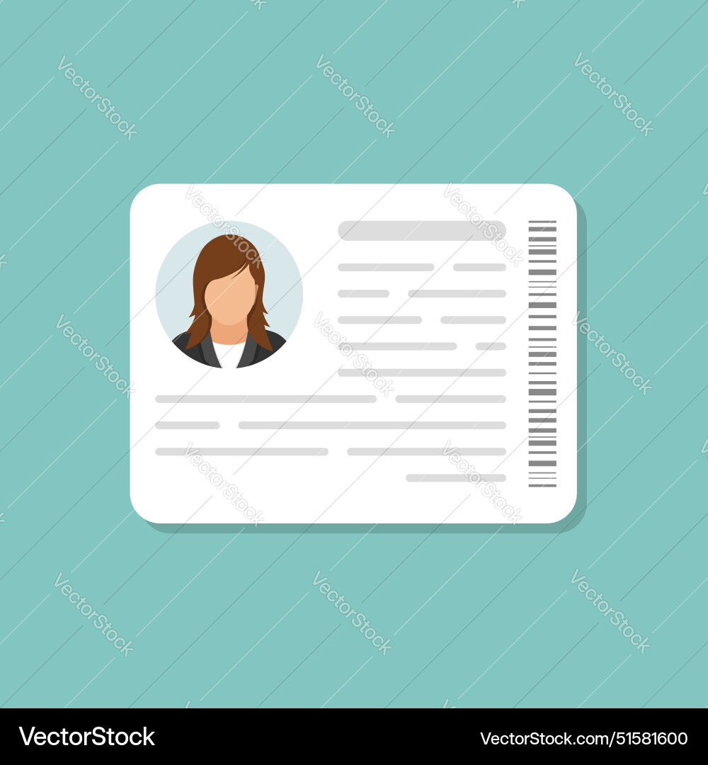 Driver license icon in flat style identification Vector Image