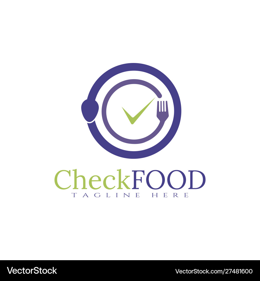 Food logo check icon concept Royalty Free Vector Image
