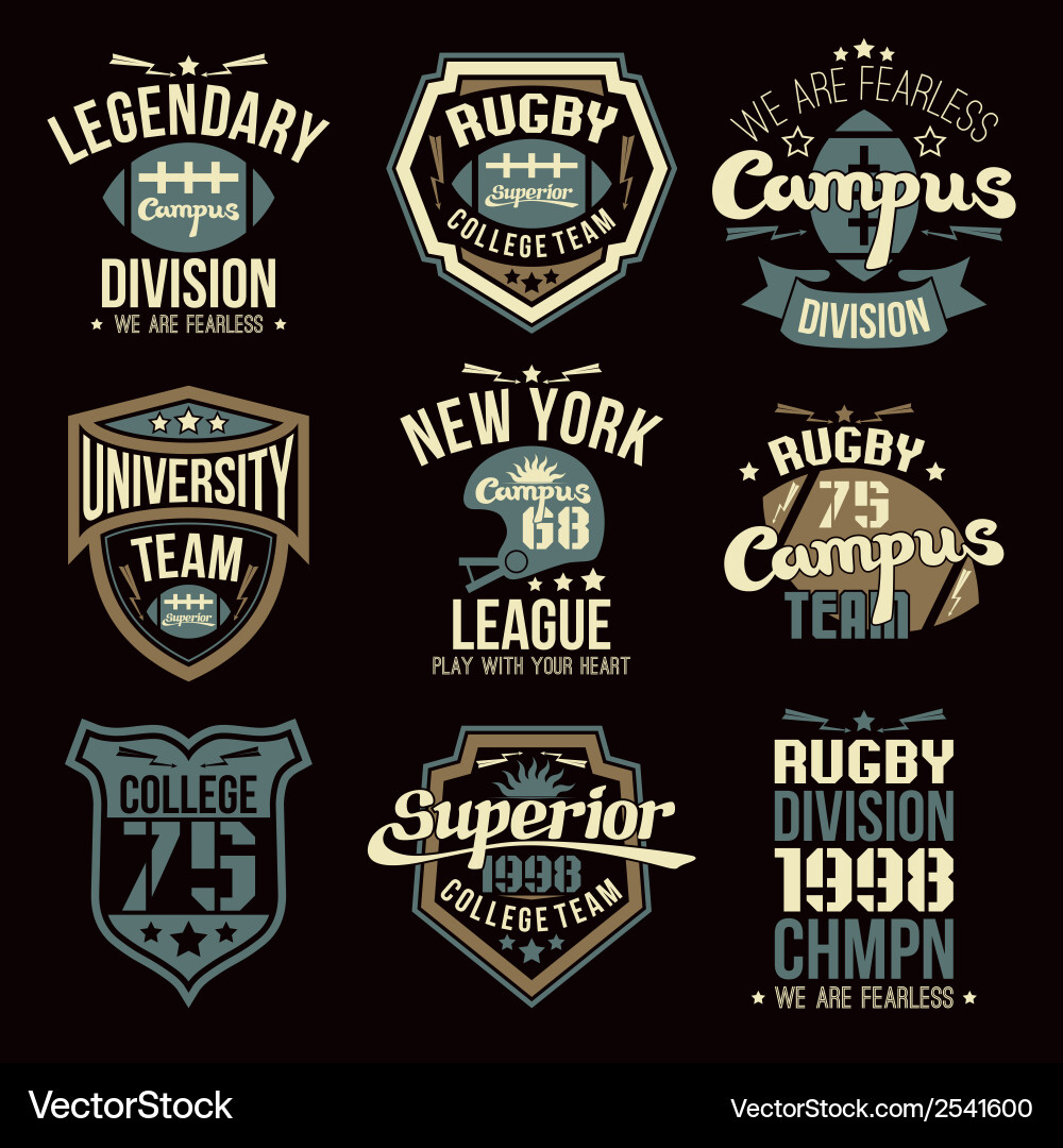 Rugby Team Emblems - Sport T-Shirt Graphics Vector Image