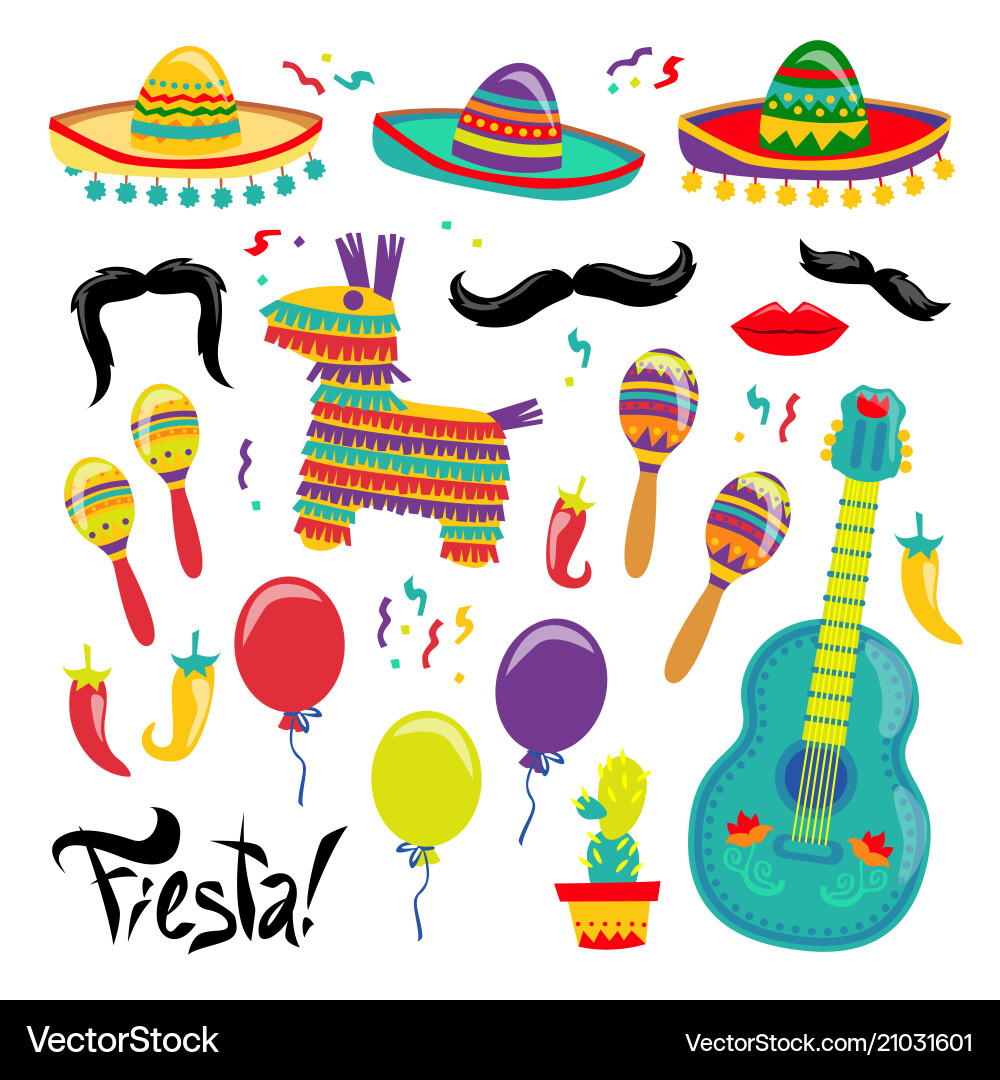 Cinco de mayo set of fiesta elements Royalty Free Vector
