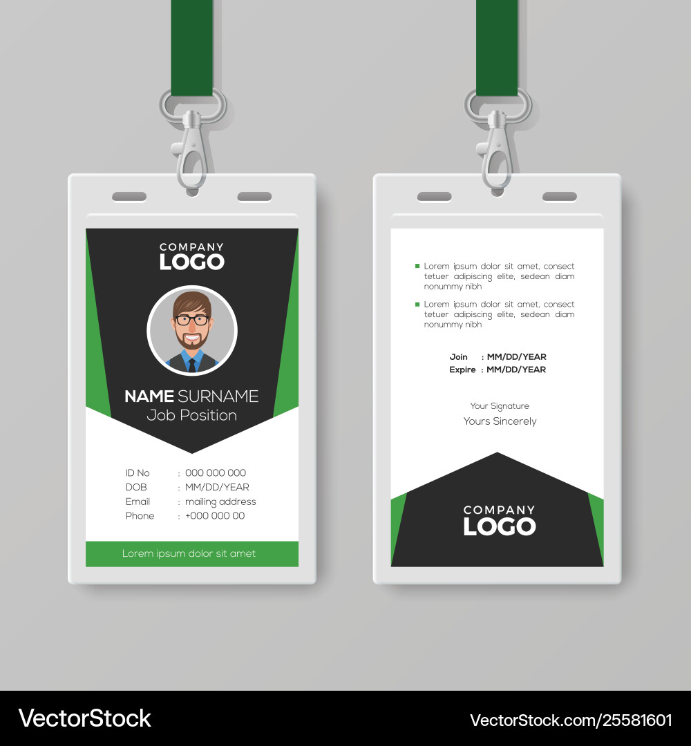 Creative corporate id card template with green Vector Image