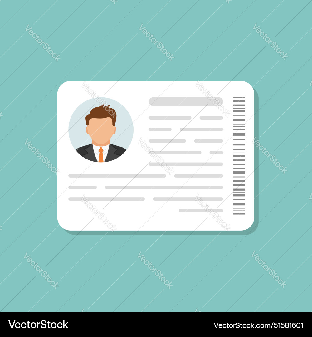 Driver license icon in flat style identification Vector Image
