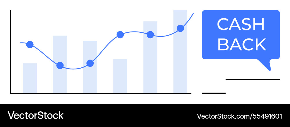 Financial growth chart with cashback notification Vector Image