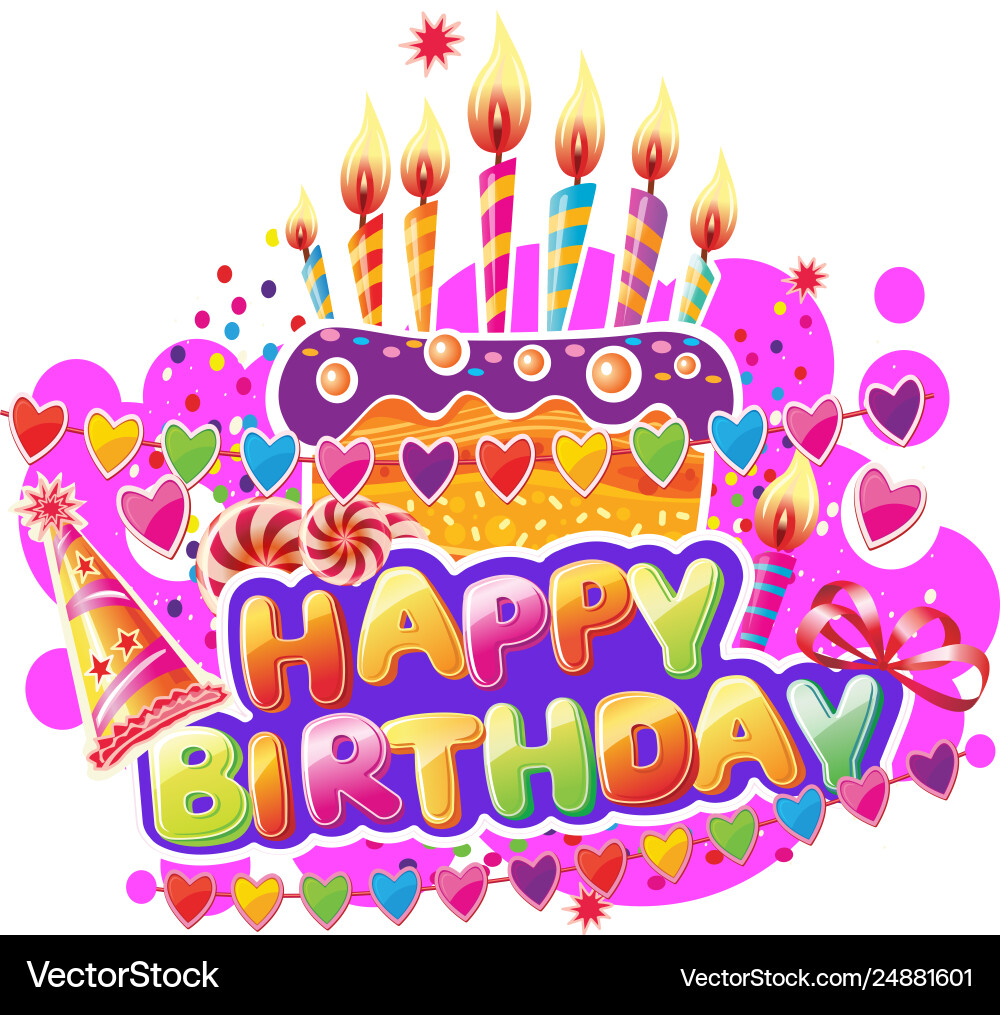 Happiness birth day sticker Royalty Free Vector Image