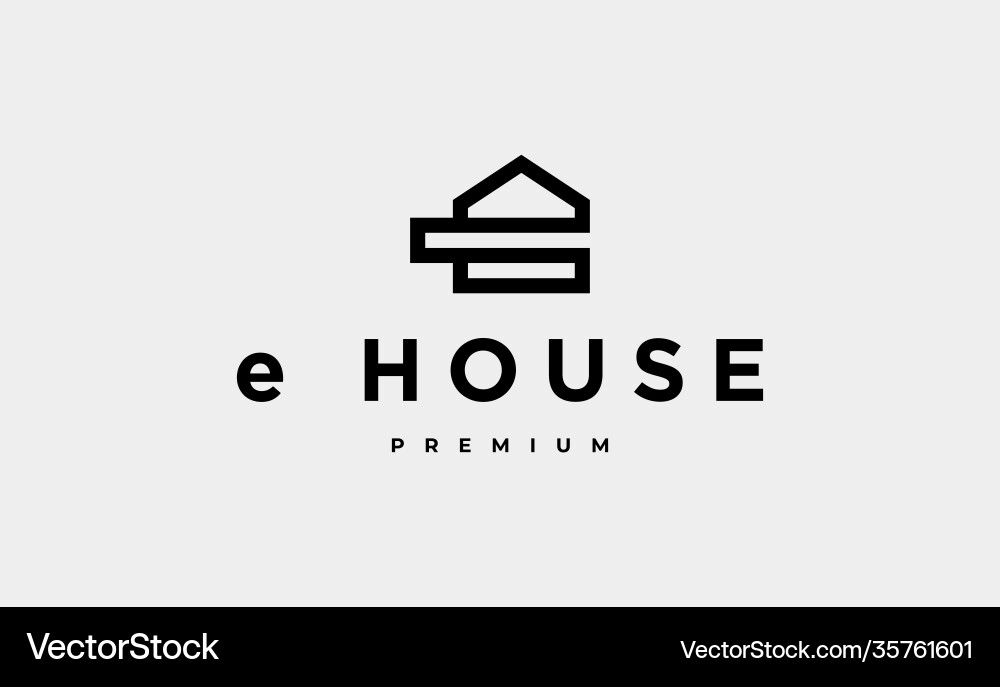 Letter e Haus Logo Design Lizenzfreies Vektorbild