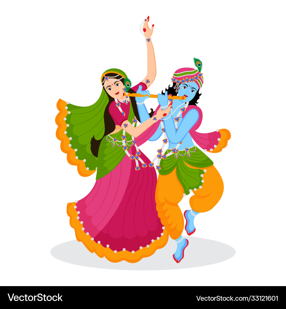 Radha krishna dancing rasleela with each other Vector Image