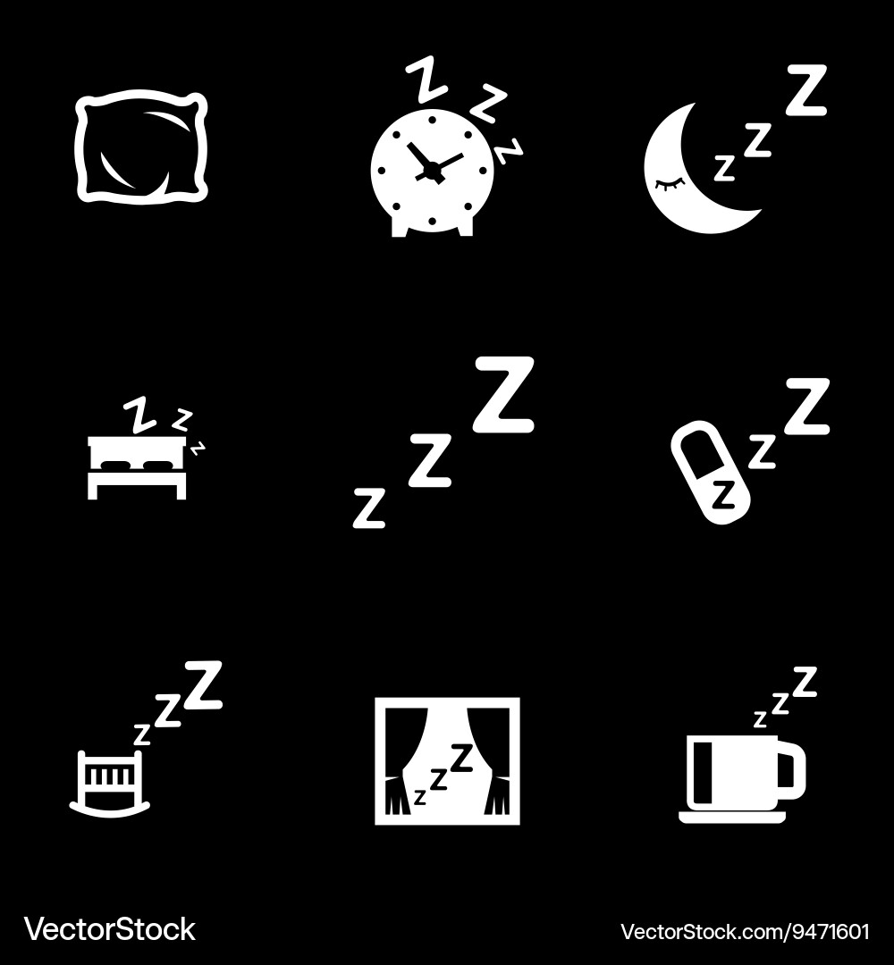 White sleep icon set Royalty Free Vector Image