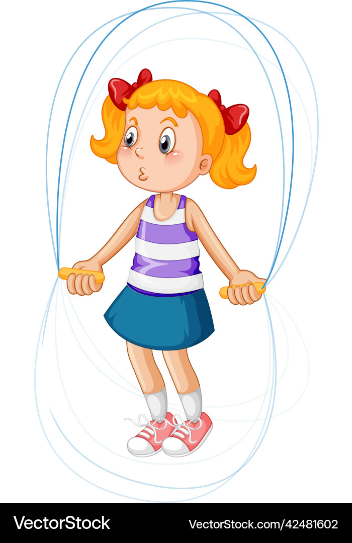 Cartoon girl jumping rope Royalty Free Vector Image