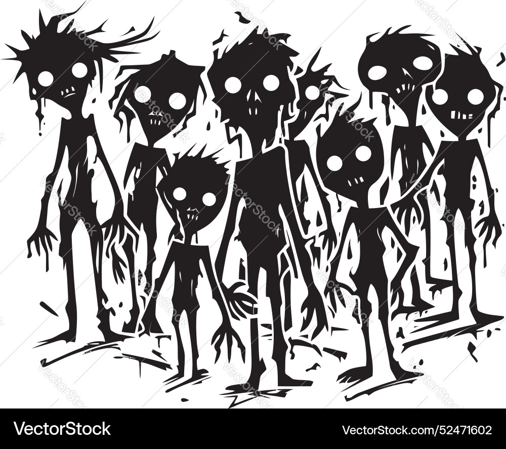 Cartoonish corpse cluster zombies logo design Vector Image