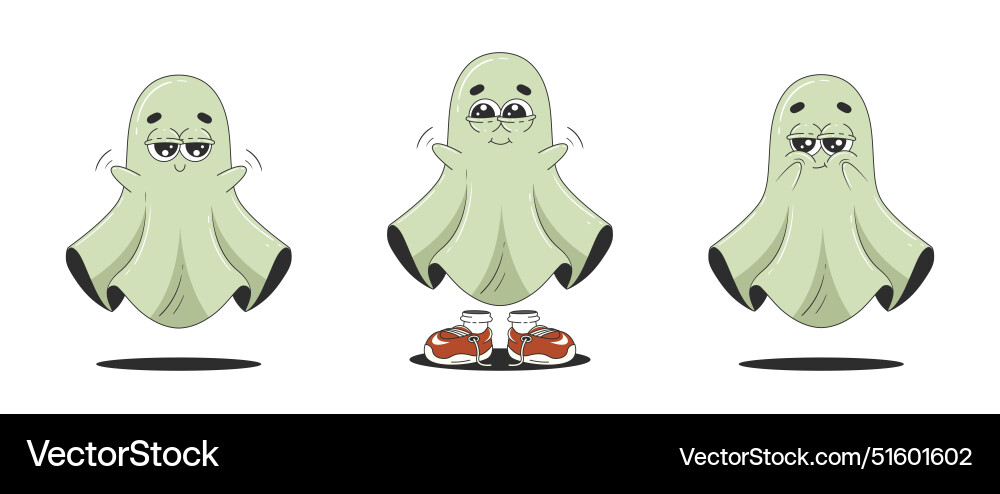 Groovy retro halloween ghosts cute spooky Vector Image