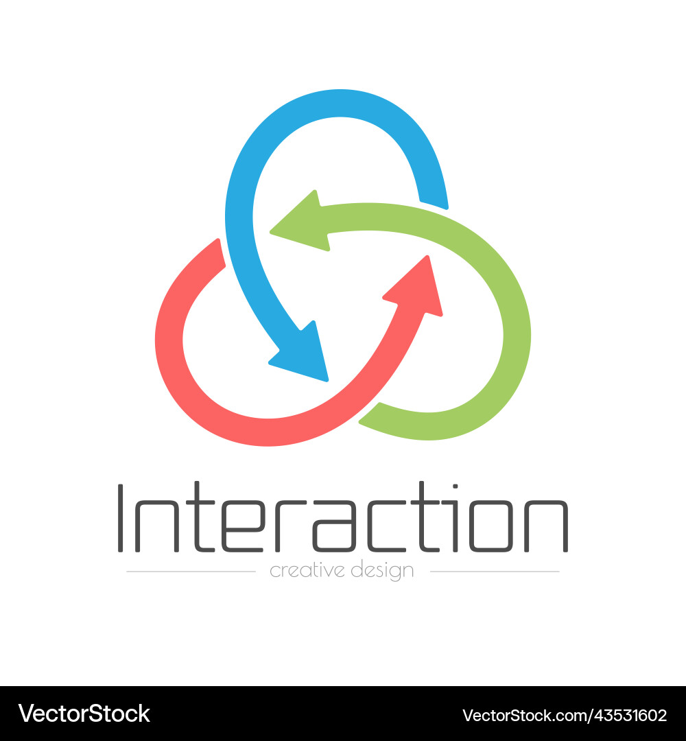 Interaction logo template of interlaced arrows Vector Image