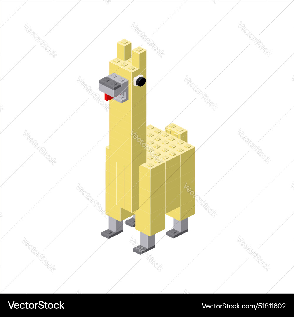 Lama in isometry made from cubes Royalty Free Vector Image