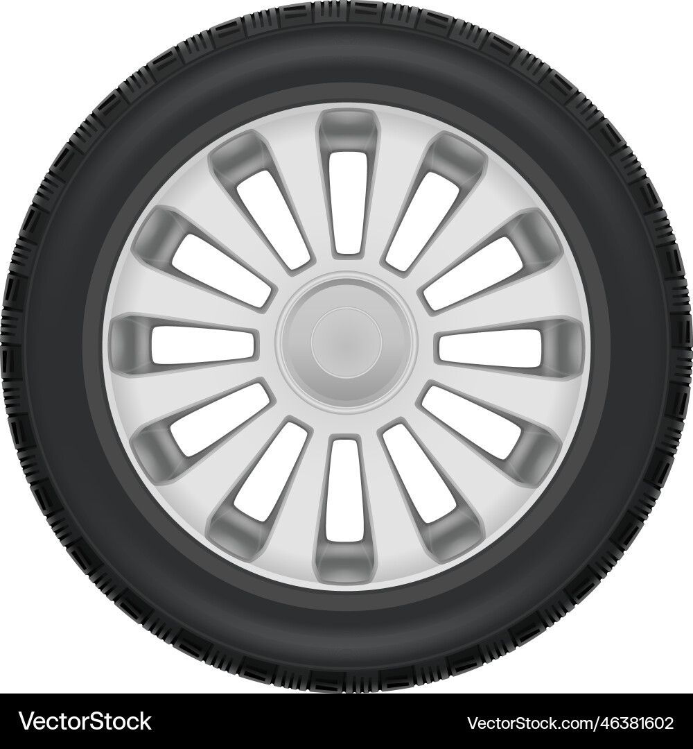 Realistic tyred wheel Royalty Free Vector Image