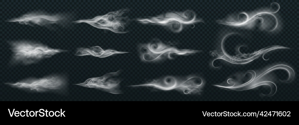 Realistic wind trails dust spray and smoky stream Vector Image