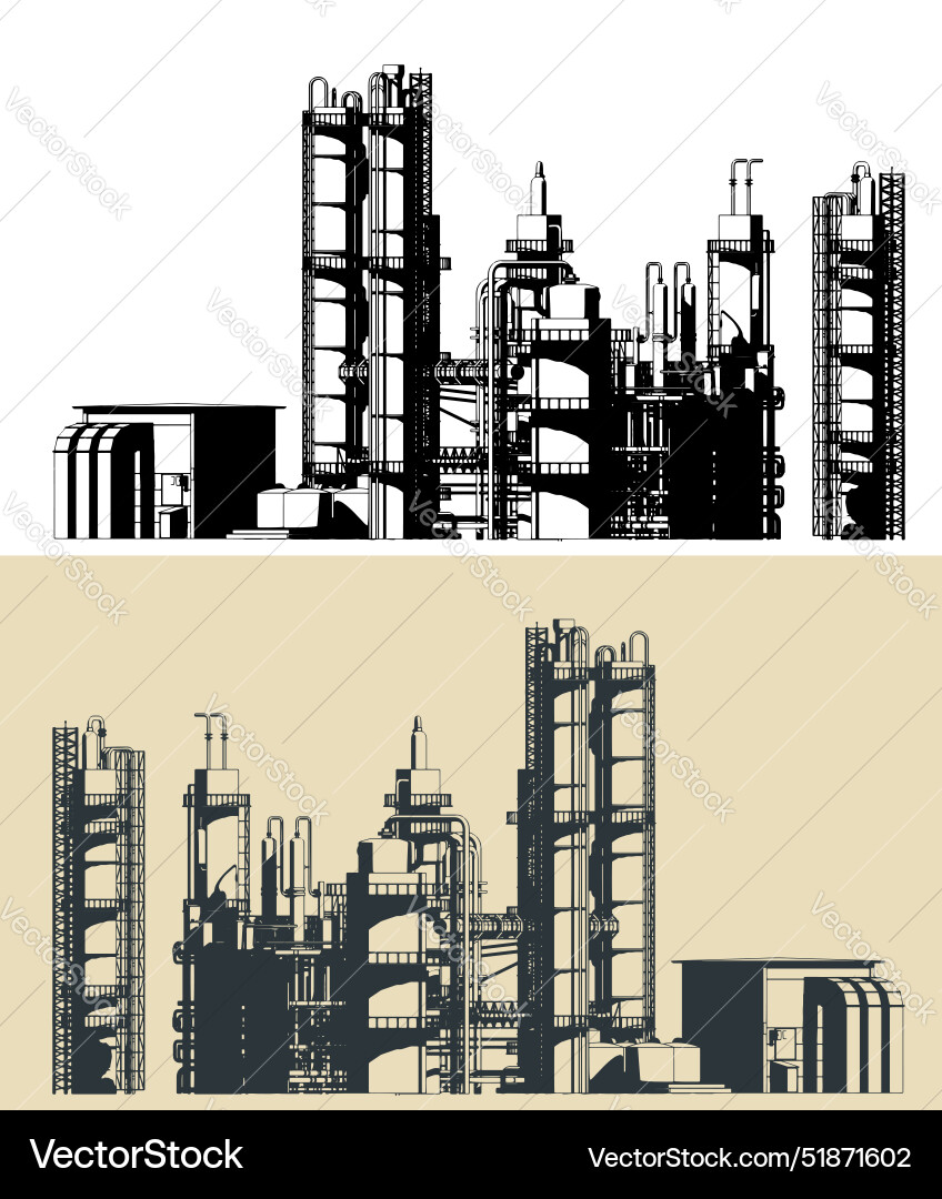 Refinery plant Royalty Free Vector Image - VectorStock