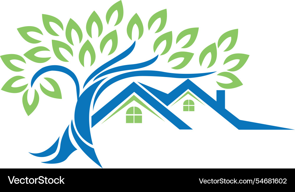 Tree house logo design Royalty Free Vector Image