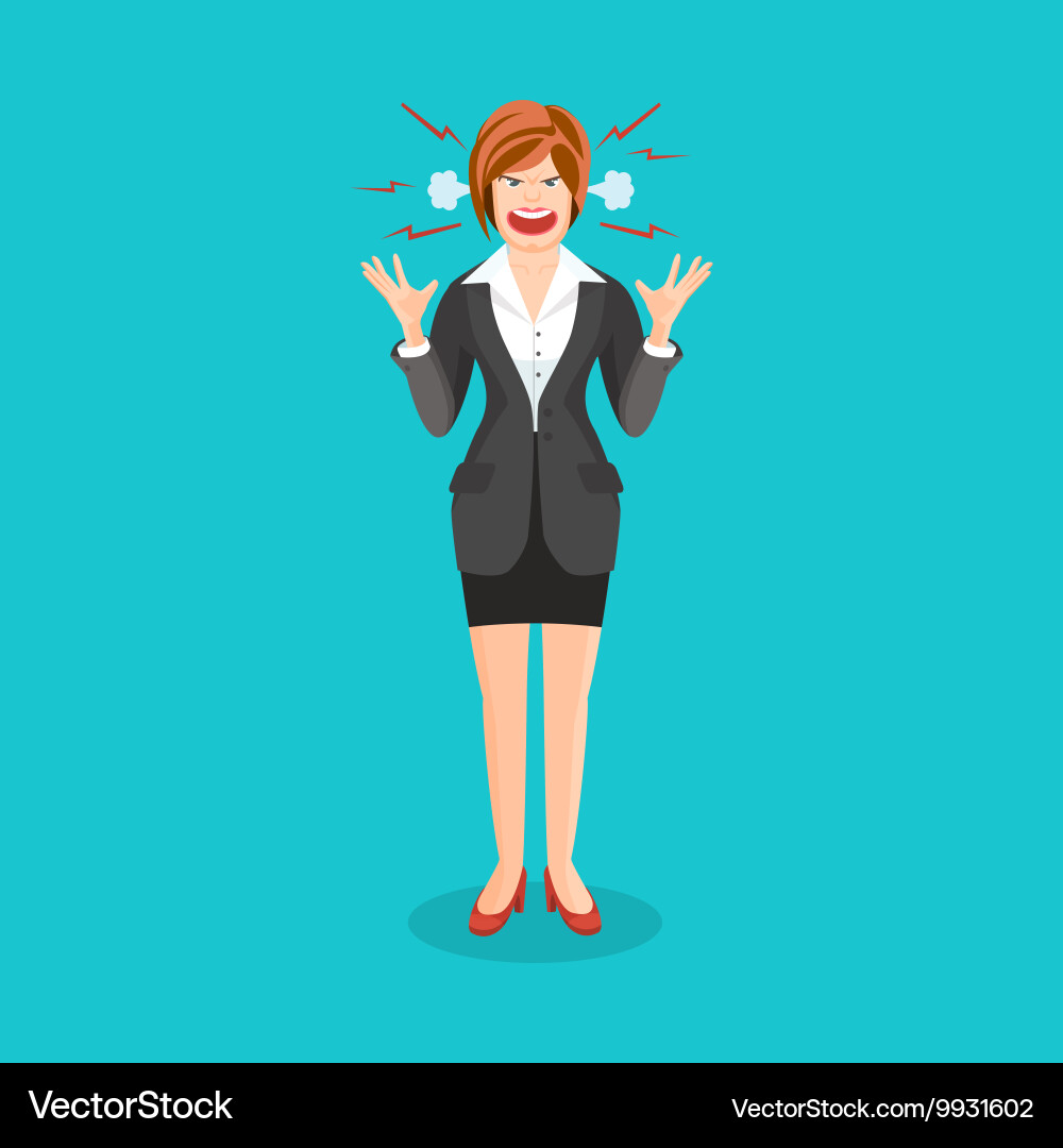 Woman full anger is shouting something Royalty Free Vector