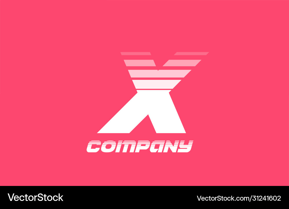 X pink white alphabet letter logo icon Royalty Free Vector