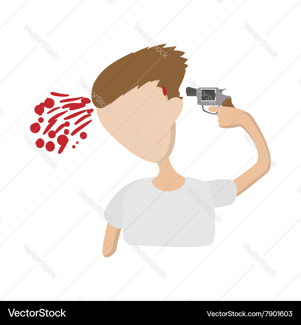 A man commits suicide icon cartoon style Vector Image