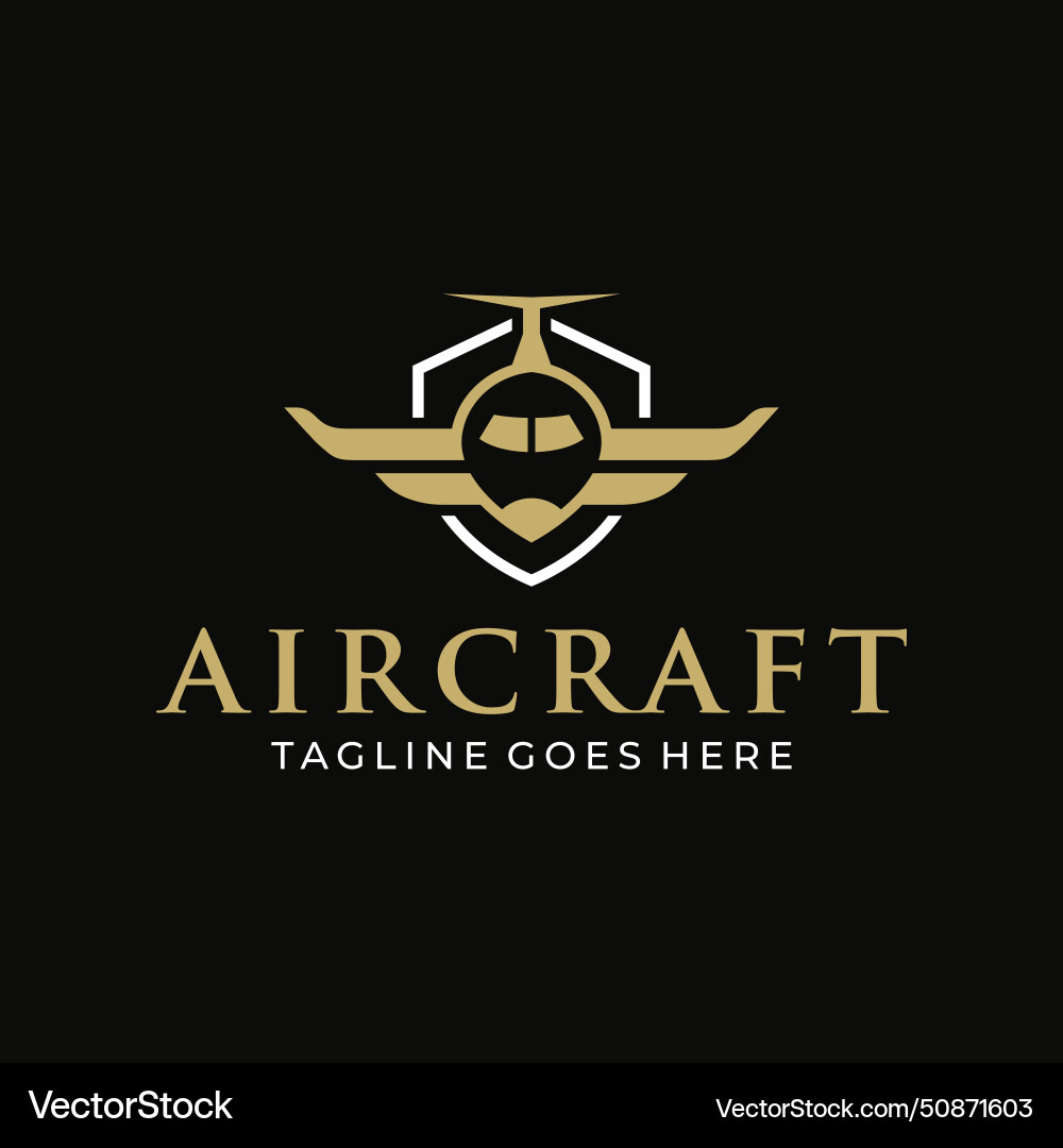 Flying jet shield logo Royalty Free Vector Image