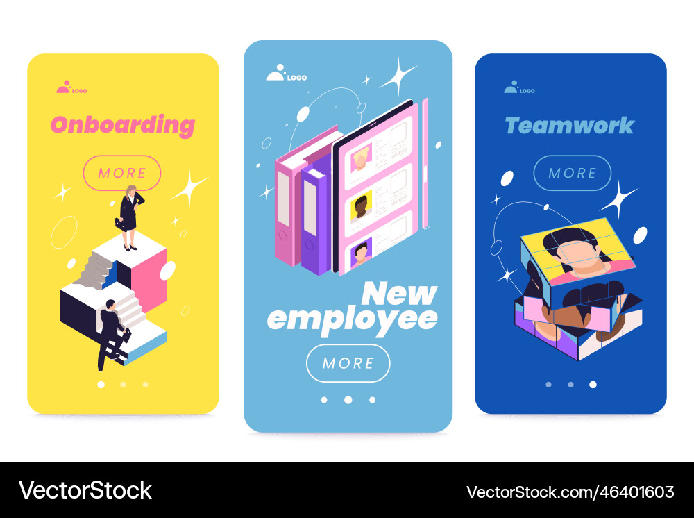 Isometric employee onboarding banners Royalty Free Vector